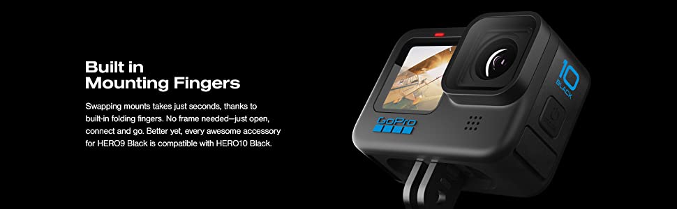 GoPro HERO10 Black with Free Mic & 64GB Memory Card Waterproof to 33ft ...